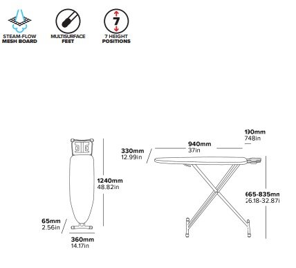 Corby Classic Ironing Board light grey | Hotel Supply, 54,95